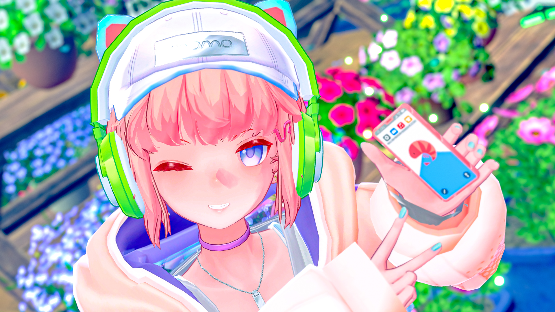 【VRChat対応アバターレビュー】触れるスマホやオリジナルソングまで搭載!! VRライフがもっともっと楽しくなる『MOMO』ちゃんをご紹介 | バーチャルライフマガジン