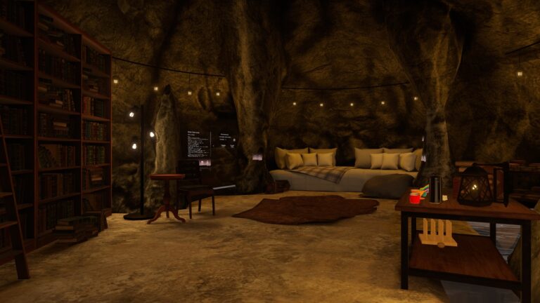 読書の秋。光降り注ぐ孤島の洞窟で、青空文庫の名作を読もう。『Fallen Books』【VRChatワールド紹介】 | バーチャルライフマガジン